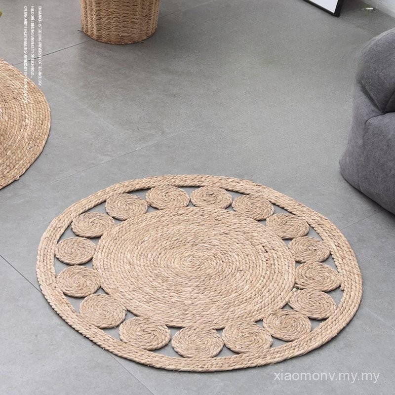Handmade Rattan Carpet Round Pucao Woven Mat Bedroom Reed Grass Mat ...