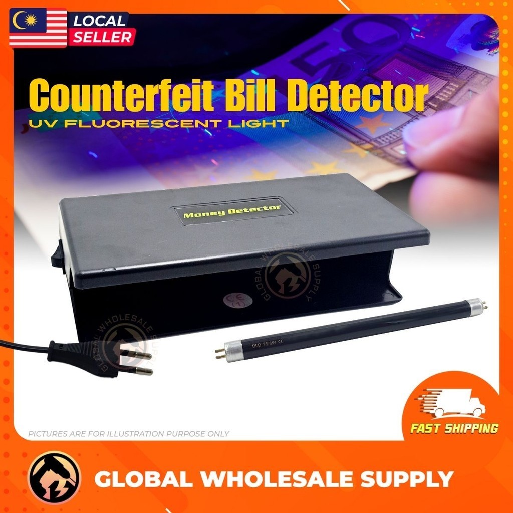 BIG Counterfeit Bill Detector UV Light Kesan Duit Palsu EU Plug ...