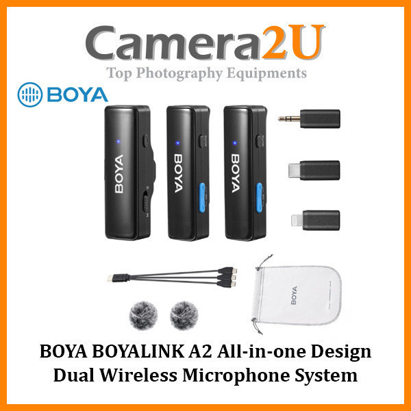 READY STOCK BOYA BOYALINK A2 All-in-one Design Dual Wireless Microphone ...