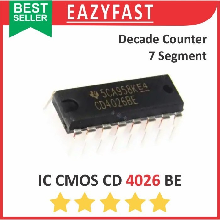 Ic CMOS CD 4026 BE DIP Decade Counter 7 Seven Segment Decimal CD40160BE ...