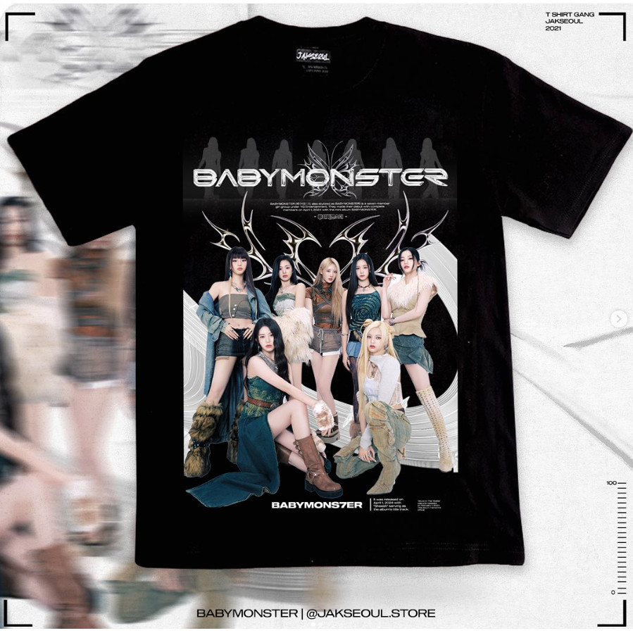 Baby moster Oversize T-Shirt Black Babymonster SHEESH Aesthetic T-Shirt Men's Women's Tops ...