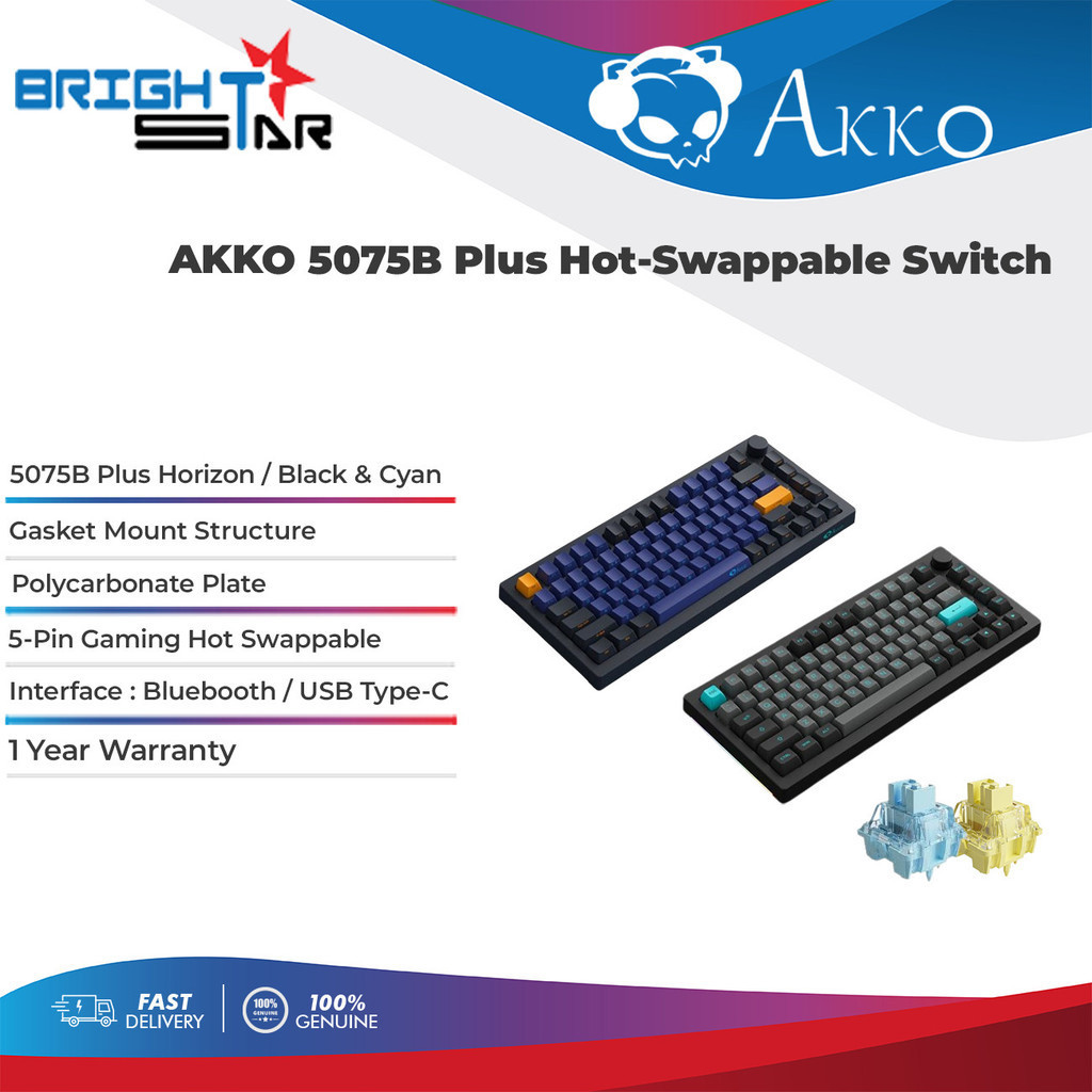 AKKO 5075B Plus Horizon (Black & Blue) / Black & Cyan Keyboard | Shopee ...