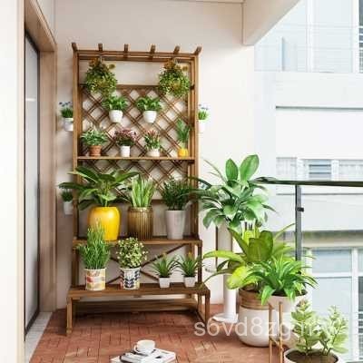 Rak Penyimpanan Stand Bunga mewah Balkoni Anti-karat Stand Bunga Kayu ...