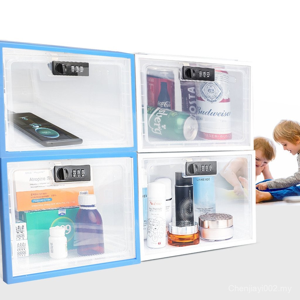 Lockable BOX with Code Lock Food Transparent Storage BOX Medicine BOX ...