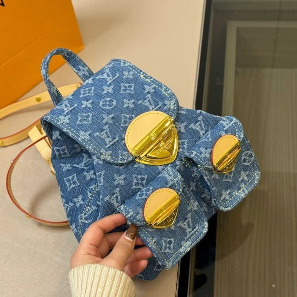 With Box Denim Denim Double Bag Bag Denim Extremely Easy-to-match Size ...