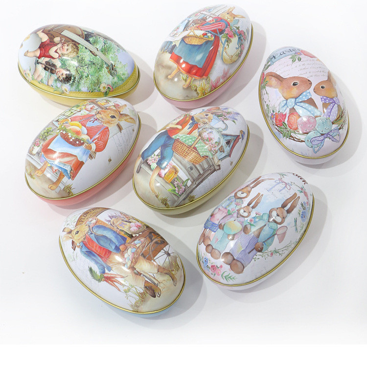 [Metal Buckle Bottom Box] Small Easter Tinplate Box Peter Rabbit Easter ...