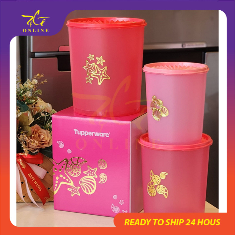 Tupperware Seashells Deco Canister Set with Gift Box Light Pink Peach 1 ...