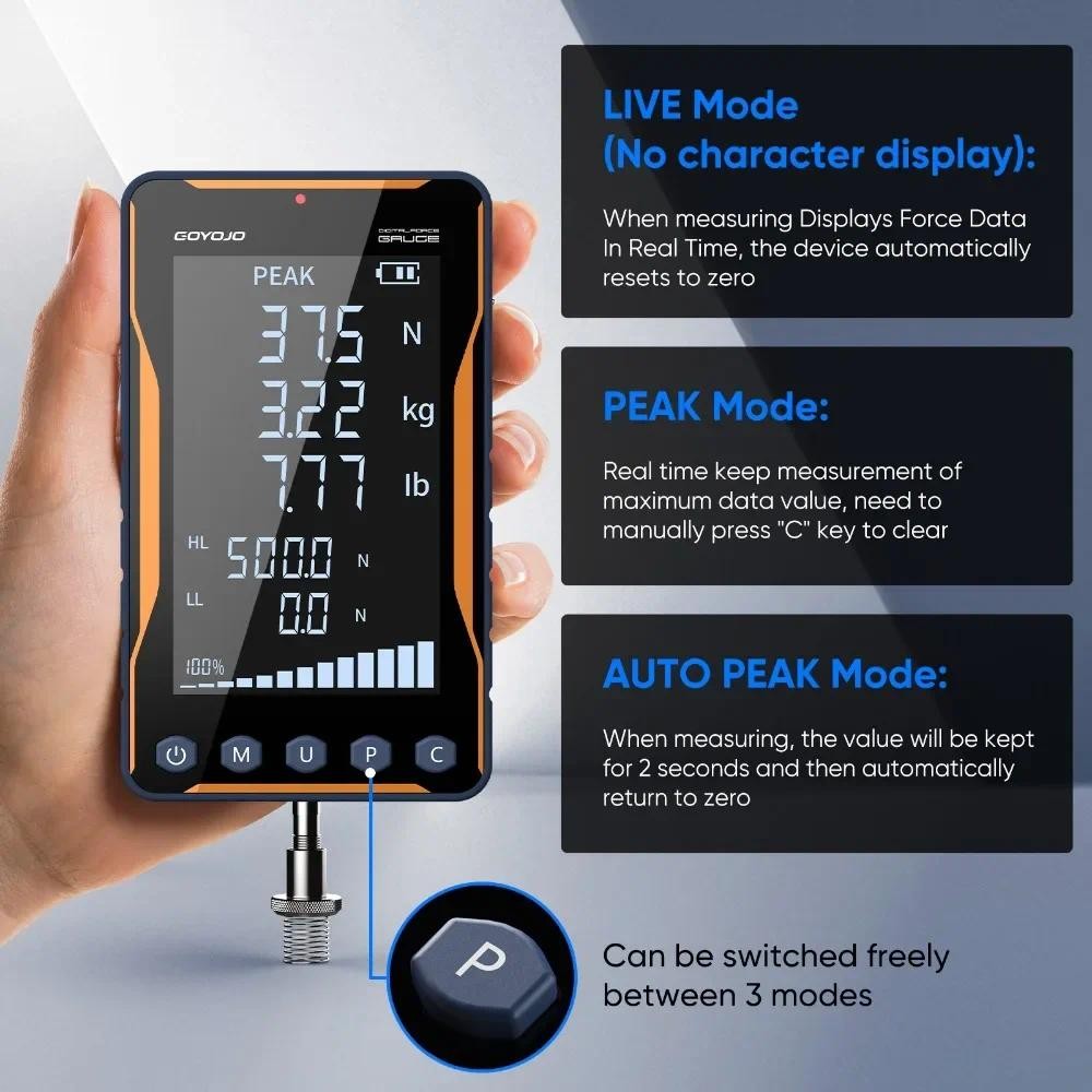 GOYOJO 500N Digital Force Gauge HD Large Screen Portable Push Pull ...