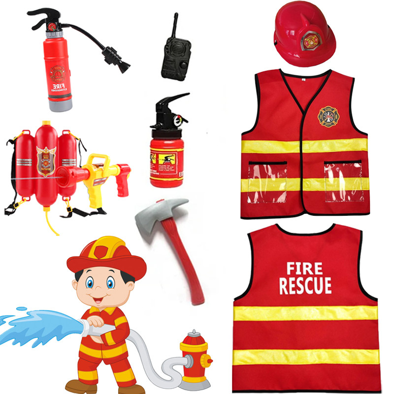 Kids Gift Firefighter Costume for Kids Boy Cosplay Career Little ...