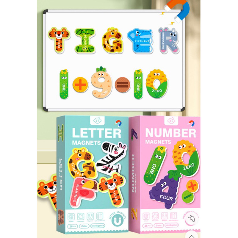 Thick Wooden Magnetic Alphabet Box Set for Children, Large Size Cute ...