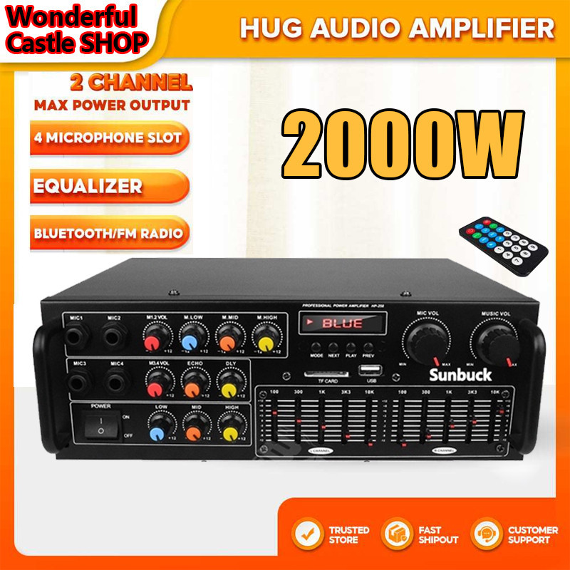 Hug 300 Watts 2 Channel Amplifier With Mixer Equalizer Usb Bluetooth Fm ...
