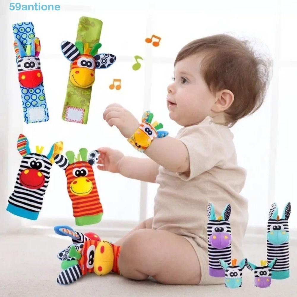 ANTIONE 4pcs Baby Infant Socks Toys, Socks Hand Bracelet Baby Infant ...