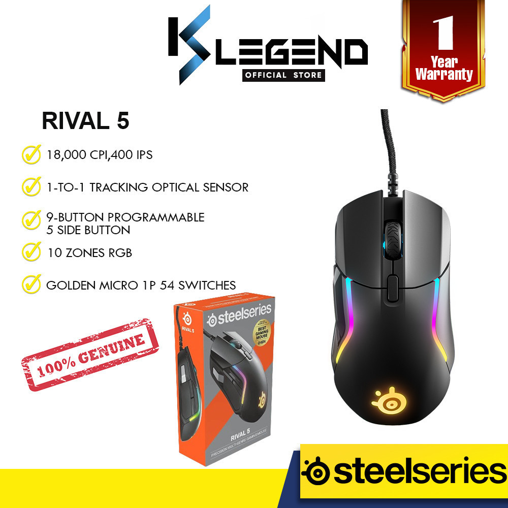 SteelSeries Rival 5 RGB Gaming Mouse (62551) | Shopee Malaysia