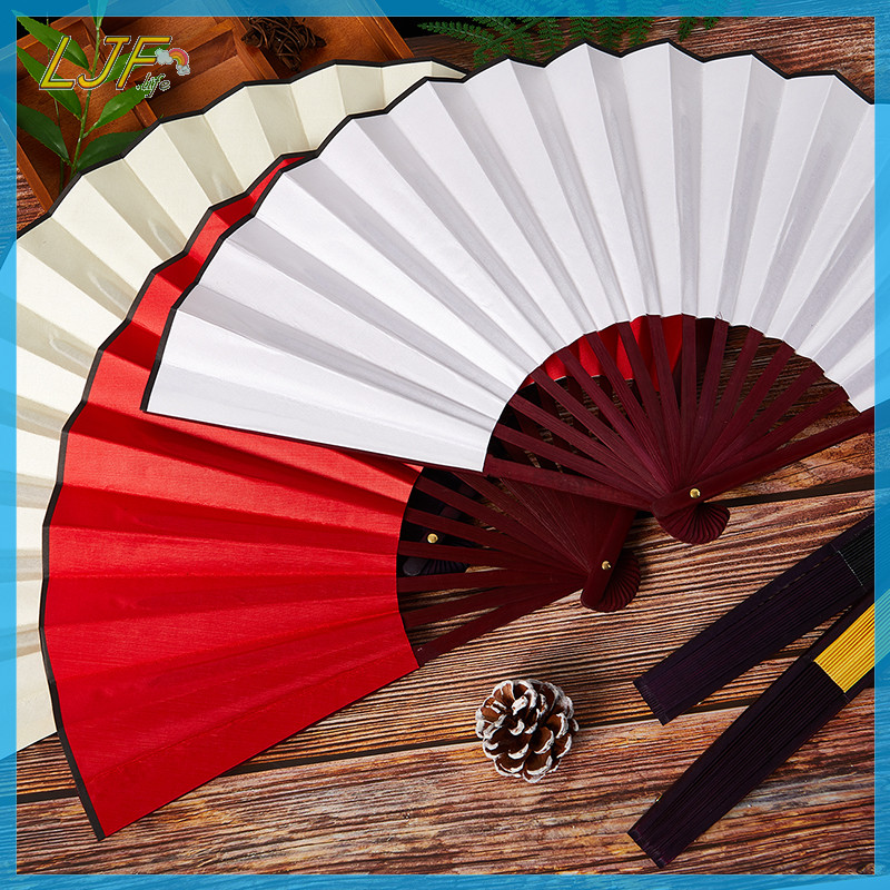LJF Folding Fan Hand Silk Cloth DIY Chinese Folding Fan Bamboo ...