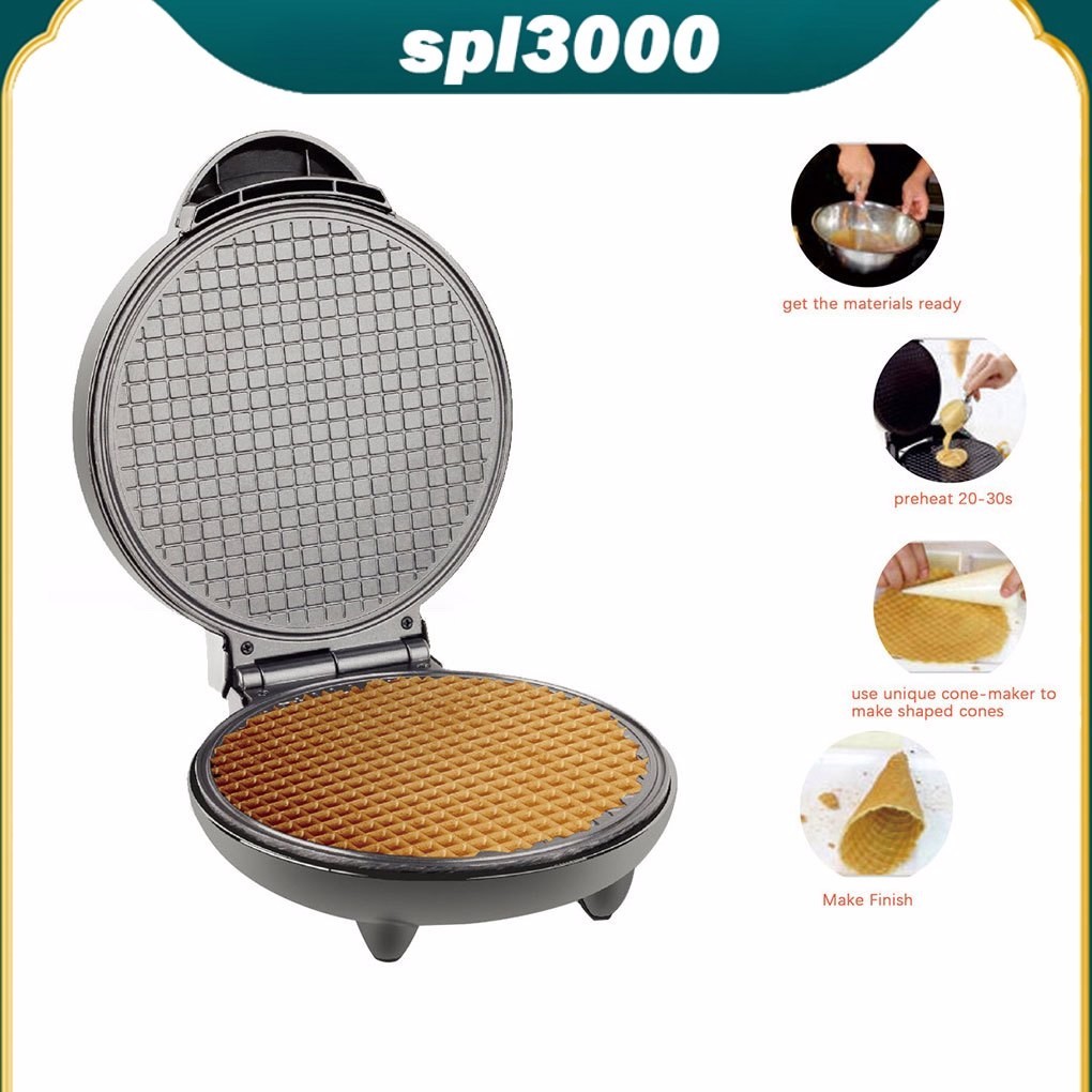 Black Homemade Waffle Cones Electric Waffle Cone Maker Machine Easy To ...