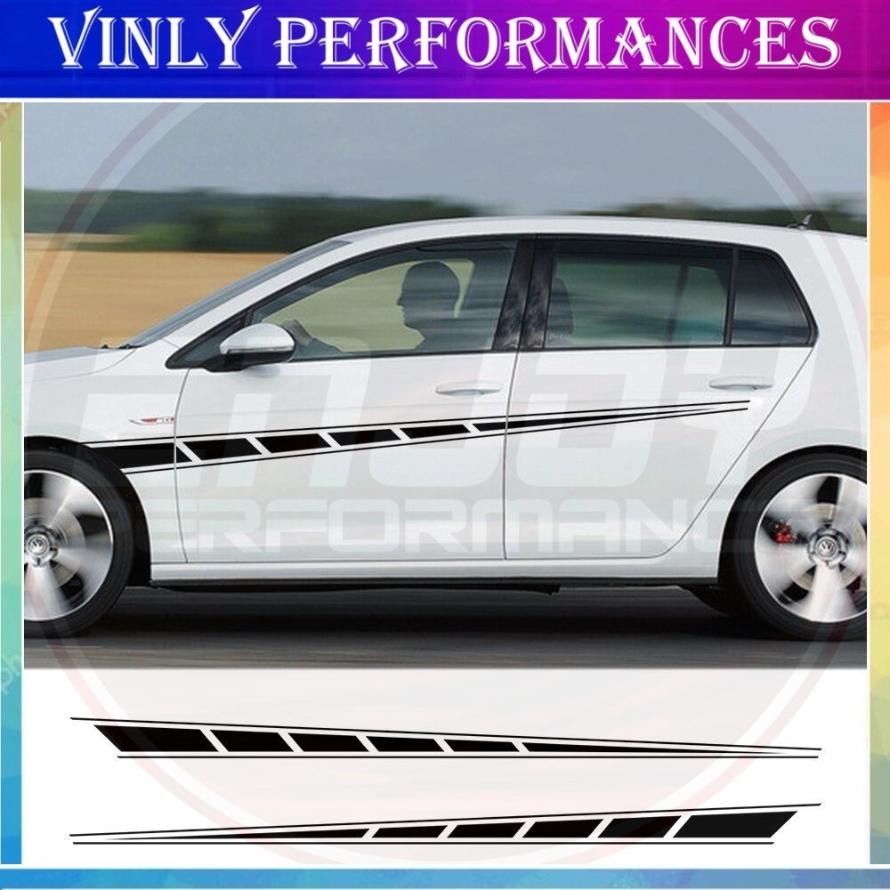 2PCS Car Door Side Skirt Stripe Stickers For Volkswagen VW GTI MK7 MK5 ...