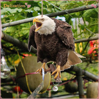 Delication With Bells Bird Repel Owl Scarecrow Rectangle Hanging Fake ...