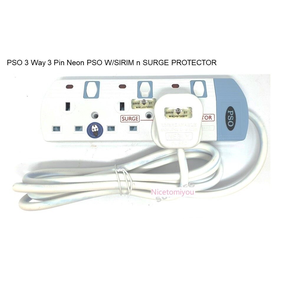 Pso Extension Socket 2 Meter 2 Socket 3 Socket 4 Socket 5 Socket Sirim Shopee