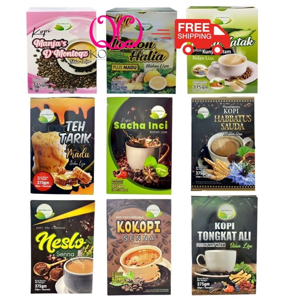 BIDAN LIZA 15s Kotak Kopi Kokopi Sacha Inchi Habbatus Sauda Neslo Senna ...