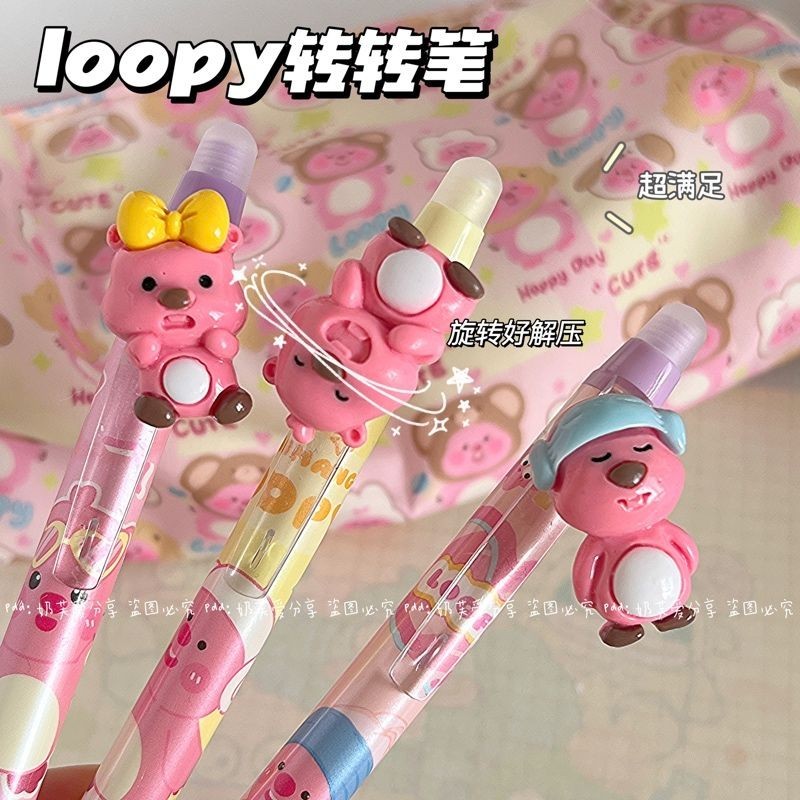 新款loopy转转笔ins可爱高颜值中性笔按动笔蓝晶0.5子弹头可擦笔New Loopy Swivel Pen Instagram ...