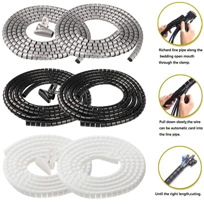 1M/2M 8~25mm Cable Spirals Wrap Tidy Cord Wire Banding Loom Storage ...