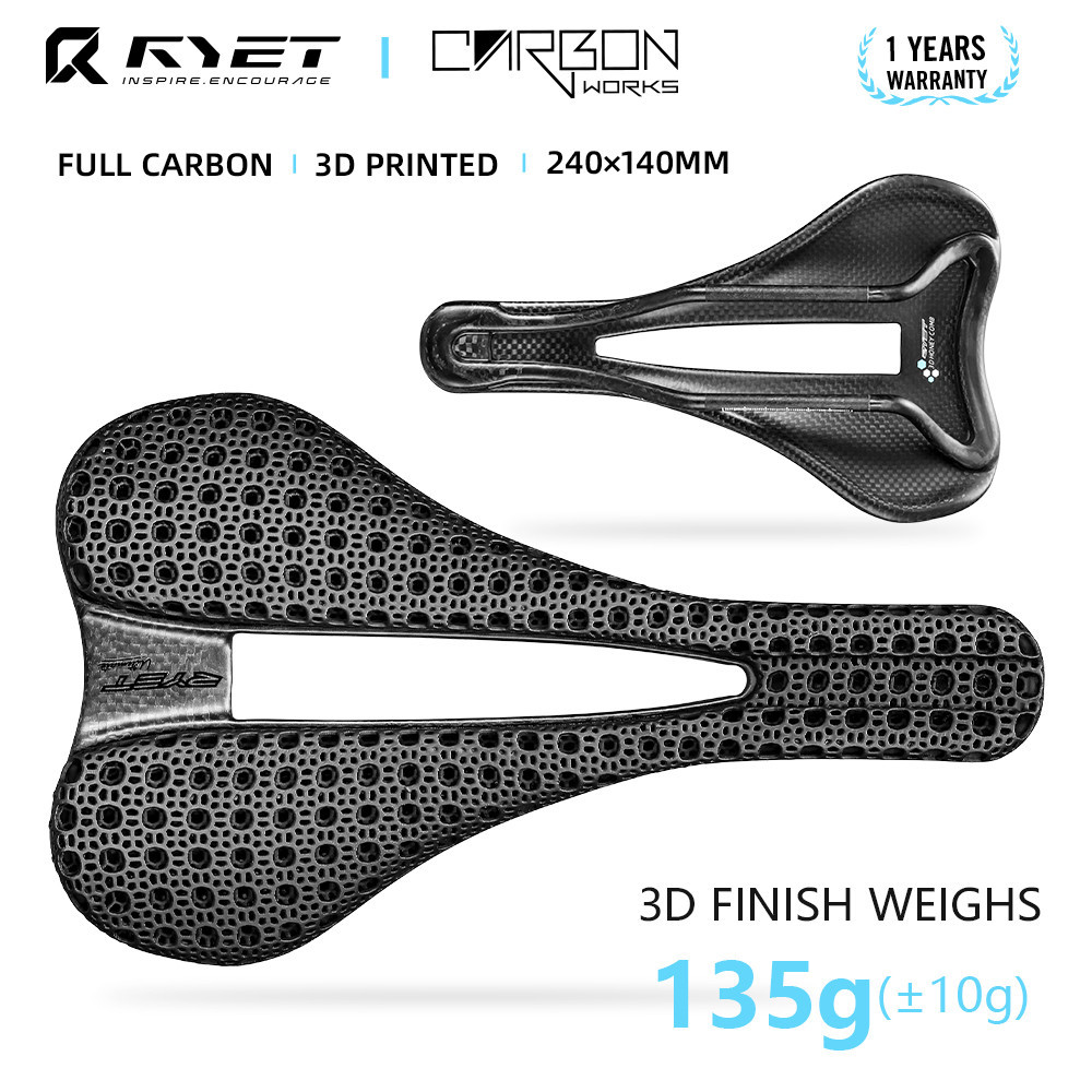 2025 RYET Carbon 3D Printed Saddle 240mm ×140MM Superlight 98g 7*9 Bike Seating For Men Women ...