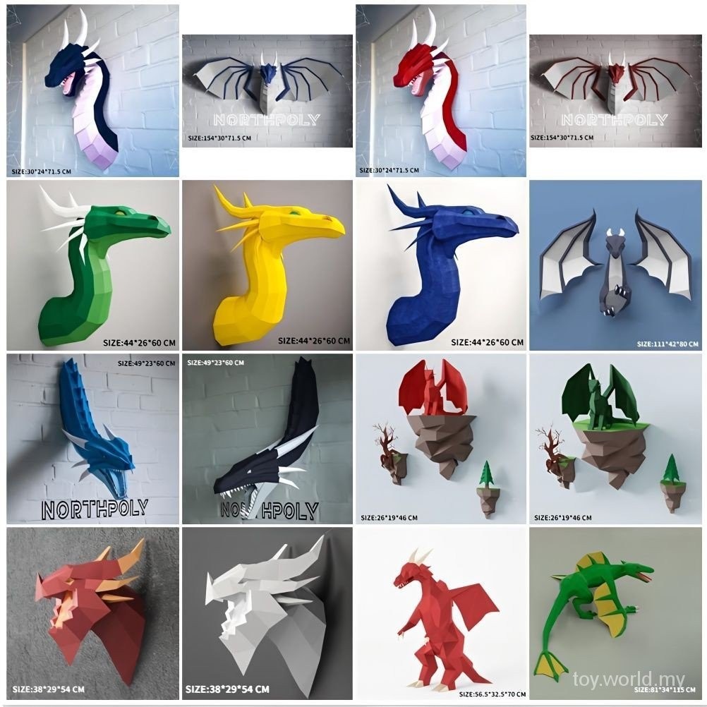 DIY Papercraft Art 3D Creative Paper Model Gift Western Dragon Flying ...