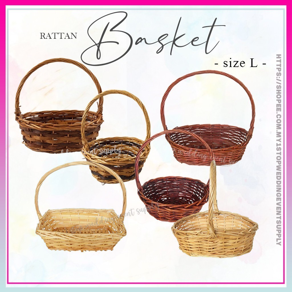 L SIZE BASKET RATTAN/BAKUL HAMPER/FLOWER BASKET/BAKUL BUAH/RAGA RATTAN ...