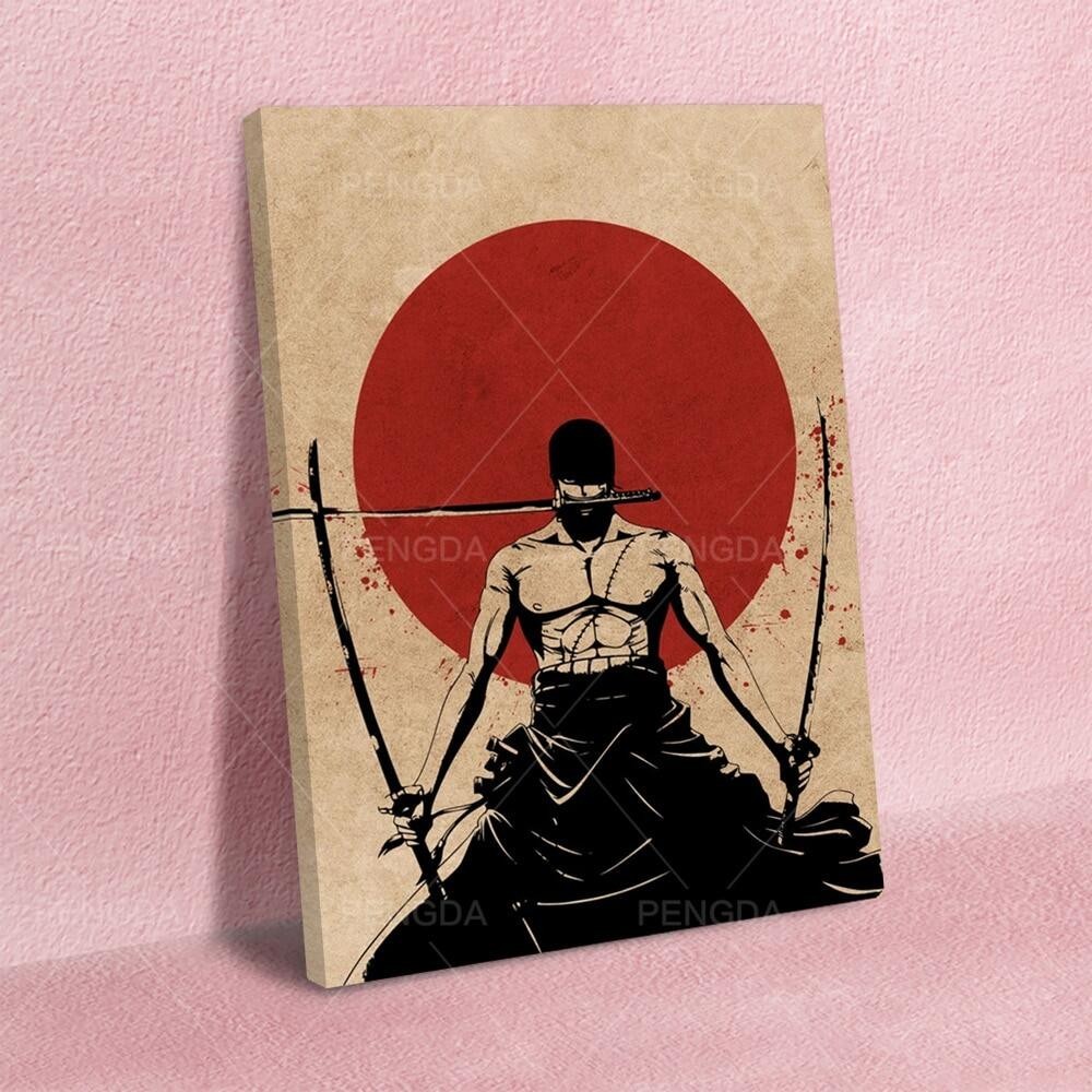 Canvas HD Prints Roronoa Zoro Painting Wall Art One Piece Poster Modern ...