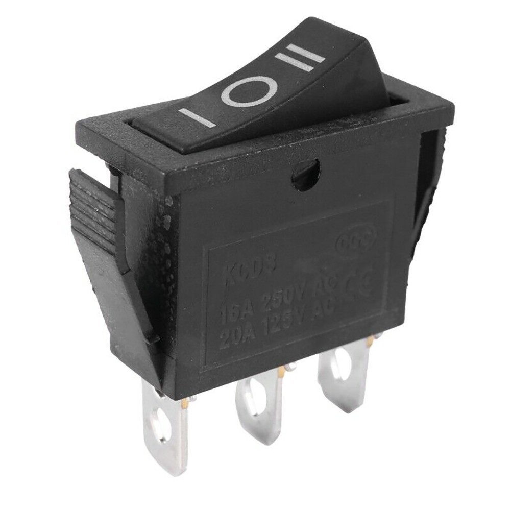 【LADY】On-Off-On Rectangle Rocker Switch 3 Position SPDT Black for Car ...