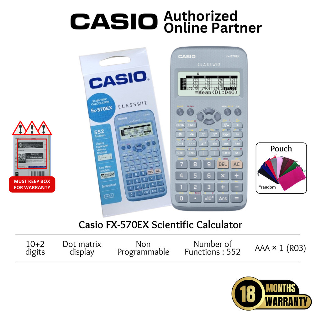 Casio FX-570EX Scientific Calculator Genuine Original (18 Months ...