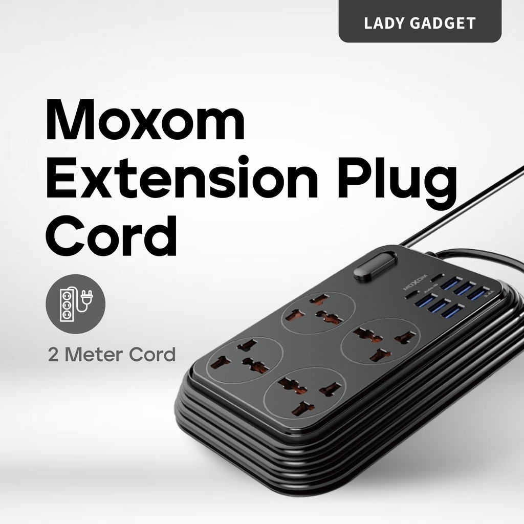 Moxom MX-ST06 Extension Plug Cord with 4 Universal Socket with 6 USB ...
