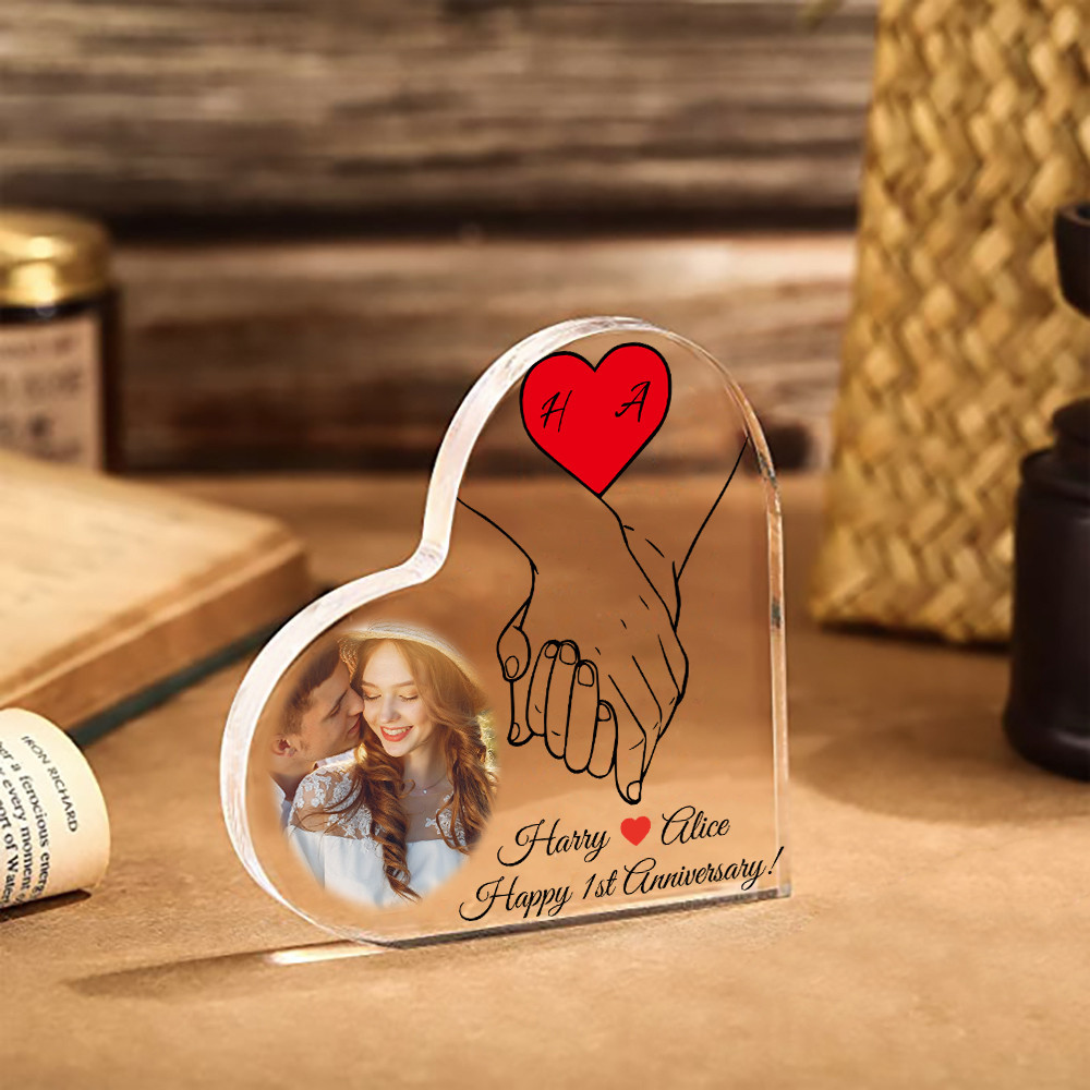 Personalized Photo Acrylic Heart Plaque Couple Anniversary Gift for ...