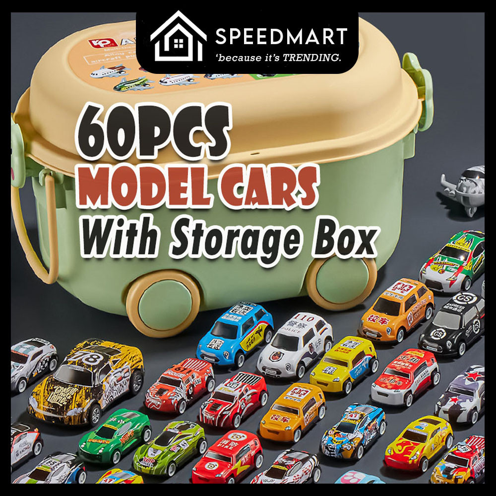 SPEEDMART 60pcs Model Cars Toys With Storage Box Mini Pull Back Alloy ...