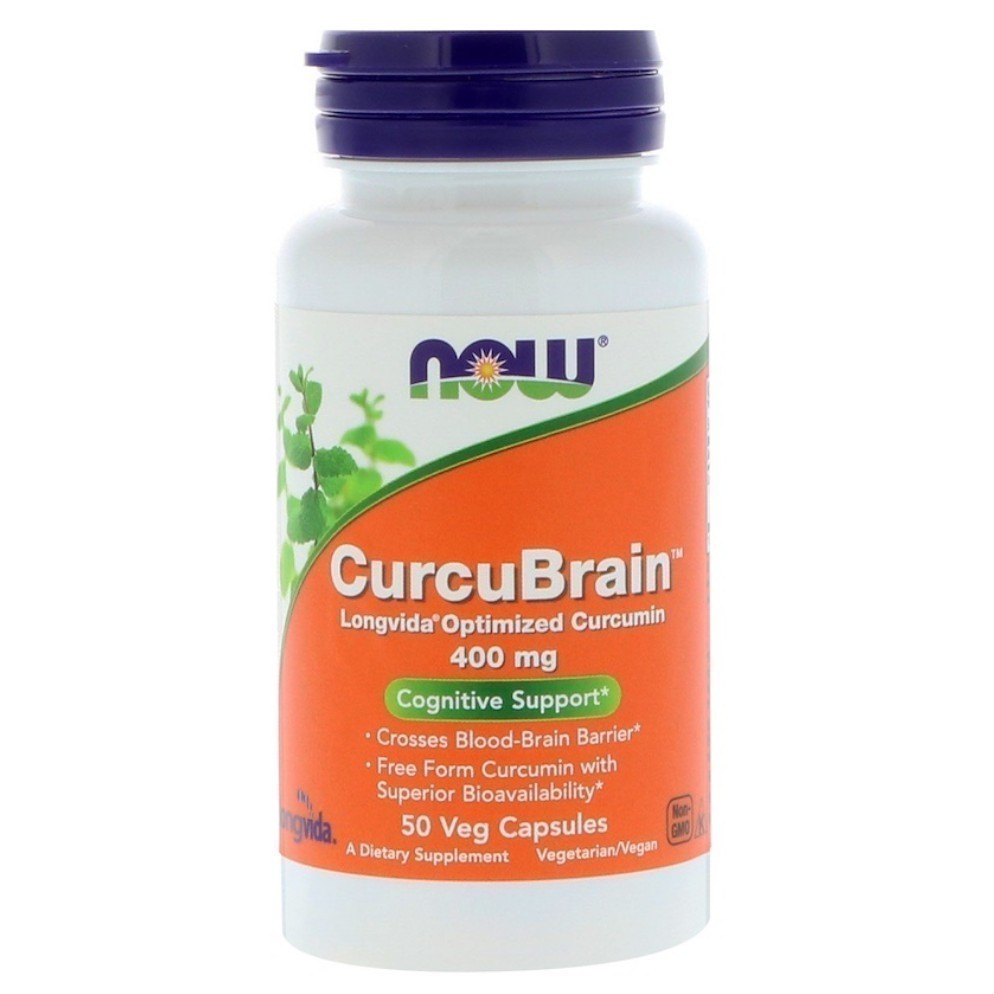 NOW Foods, CurcuBrain, 400mg, 50 Vegetarian Caps, Cognitive Support ...