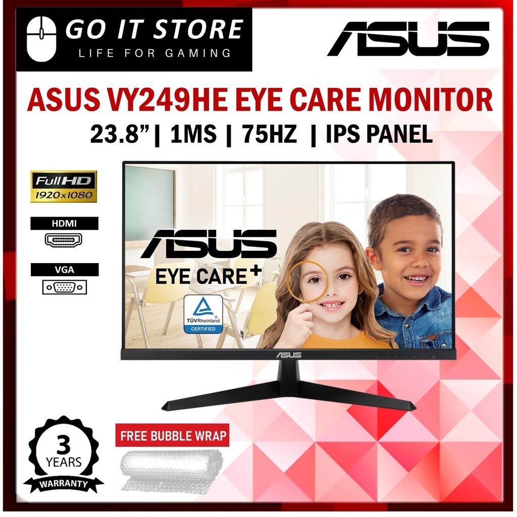 ASUS VY249HE / VY279HE 24" 27" Full HD IPS 75Hz 1MS Eye Care FREE-Sync Monitor (HDMI / VGA ...