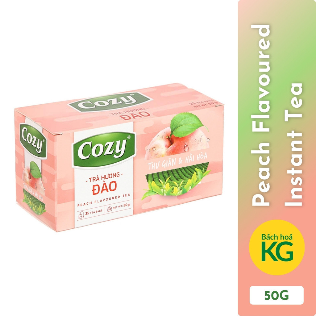 Cozy peach flavor instant tea box 50g (25 packs x 2g) - Trà hoà tan Cozy hương đào hộp 50g (25 ...