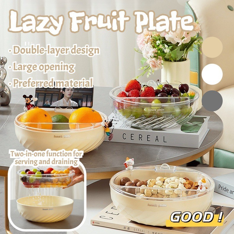 Double layer fruit plate for snacks and nuts | Shopee Malaysia
