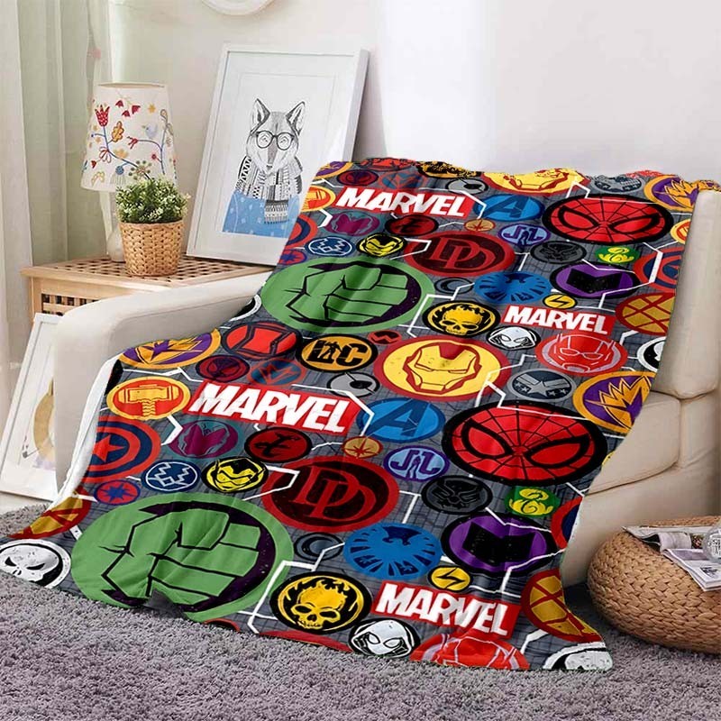 Marvel The Avengers Blanket for Sofa Soft Flannel Throw Fluffy Bed ...