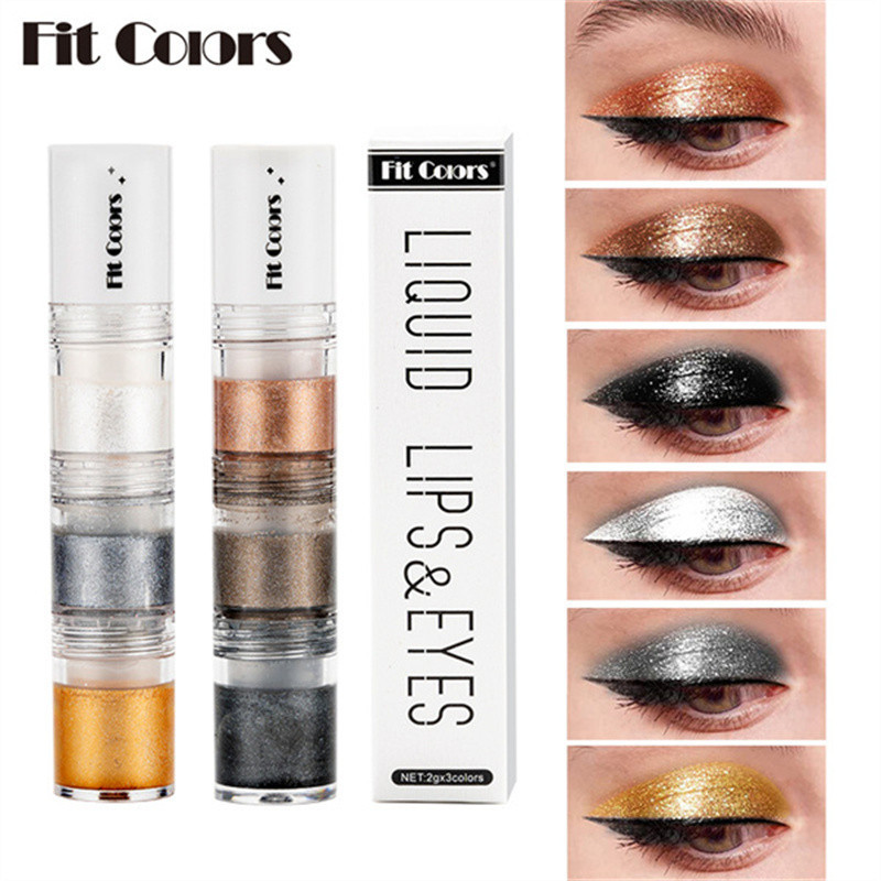 Fit Colors 3 Shades Smoky Eyeshadow Glitter Eyeshadow Cosmetic Makeup ...