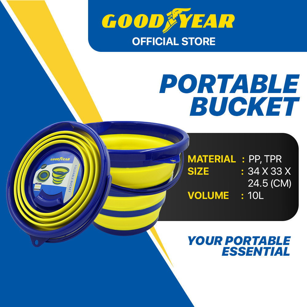 Goodyear Portable Folding Bucket Collapsible Pail Water Container with ...