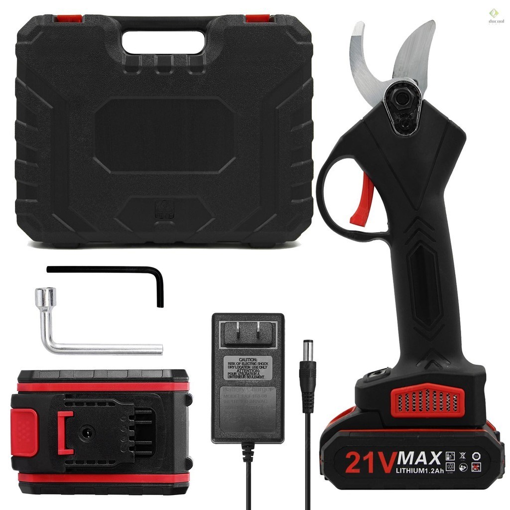 21V Portable Handheld Cordless Electric Pruning Shears with Carry Case ...