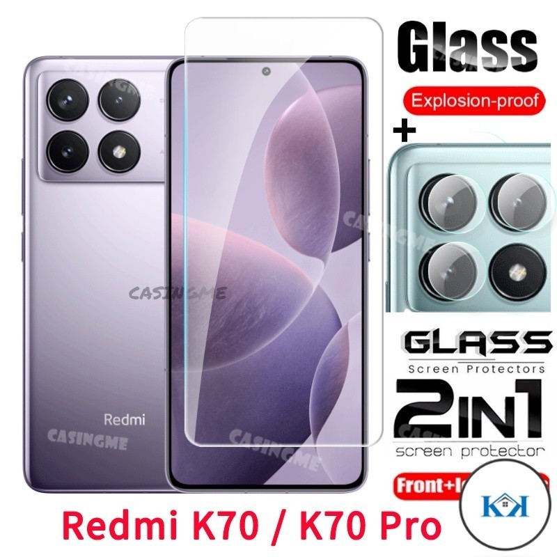 KK Redmi K70 K70Pro 2023 Film 2 in 1 Screen Protector Full Cover Tempered Glass For Redmi K70 ...