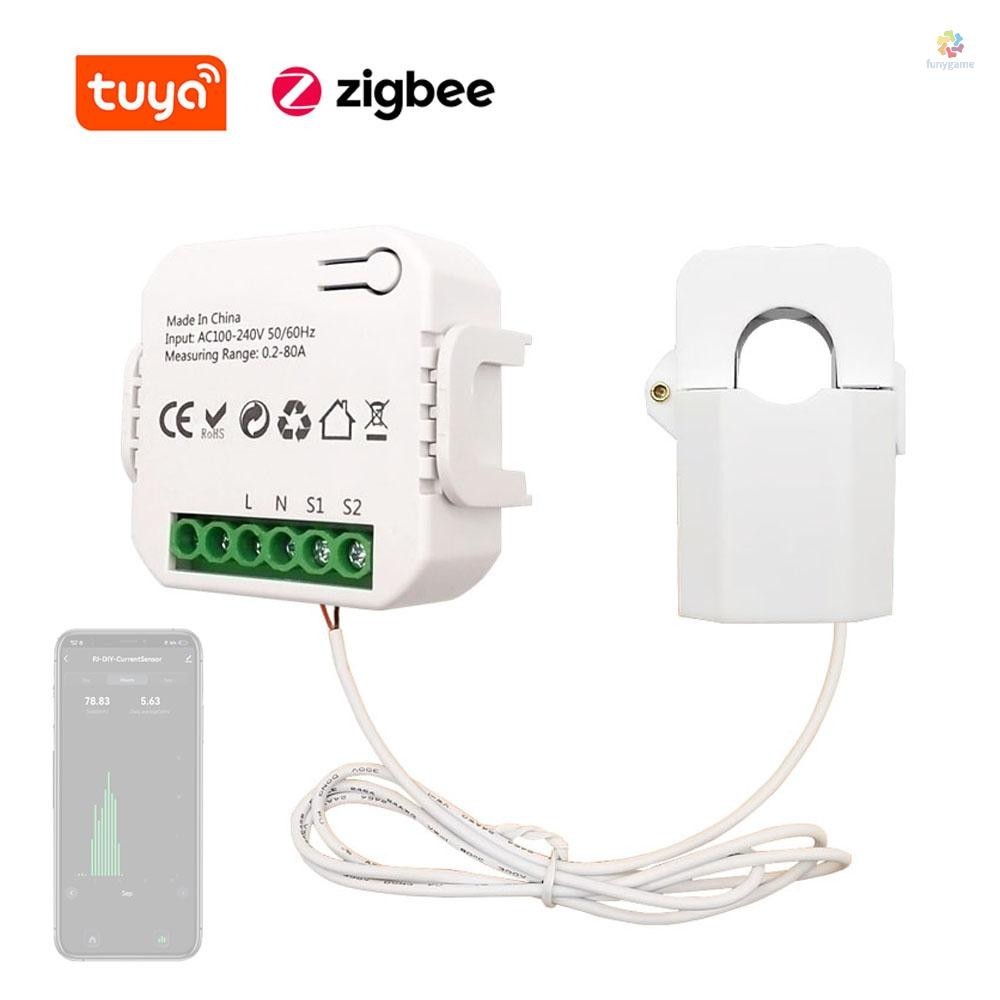 Tuya ZigBee Single Phase Clamp 80A Energy Meter Mobilephone APP Control ...