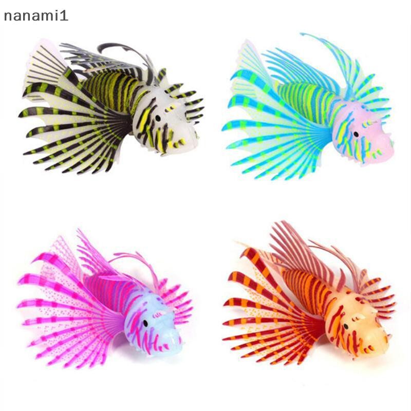 nanami1 Aquarium Artificial Luminous Lionfish Silicone Fish Glow In ...