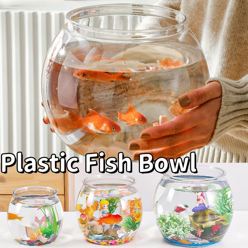 5 Sizes Fish Bowl Plastic Hight-Transparent Aquarium Small Fish Tank ...