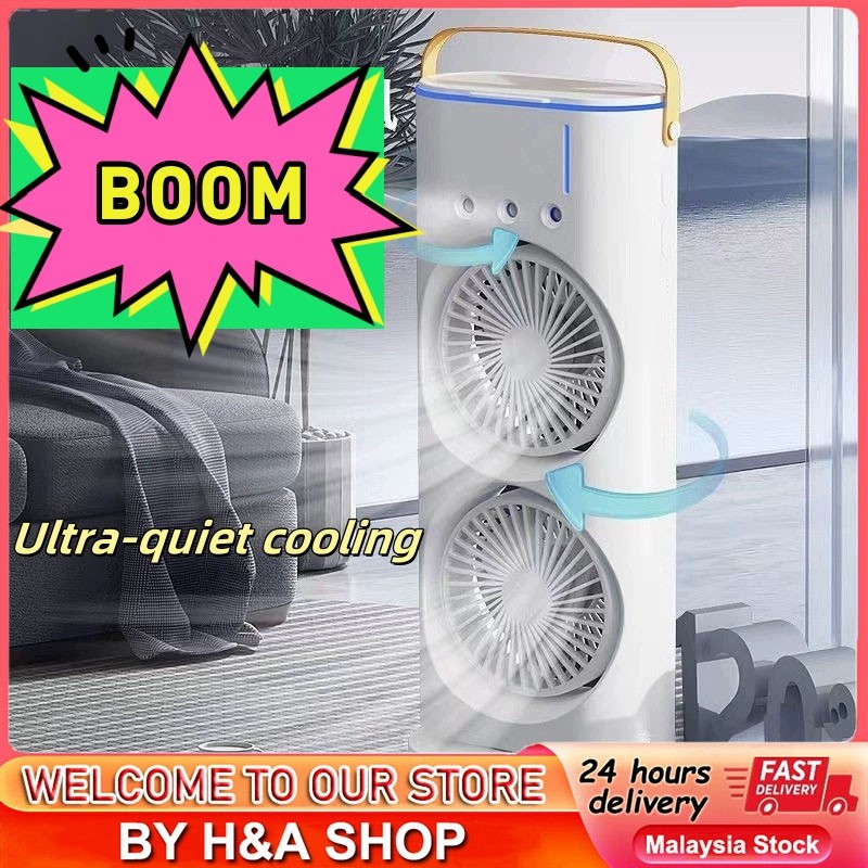 Desktop spray double head fan humidification cooling small fan office ...