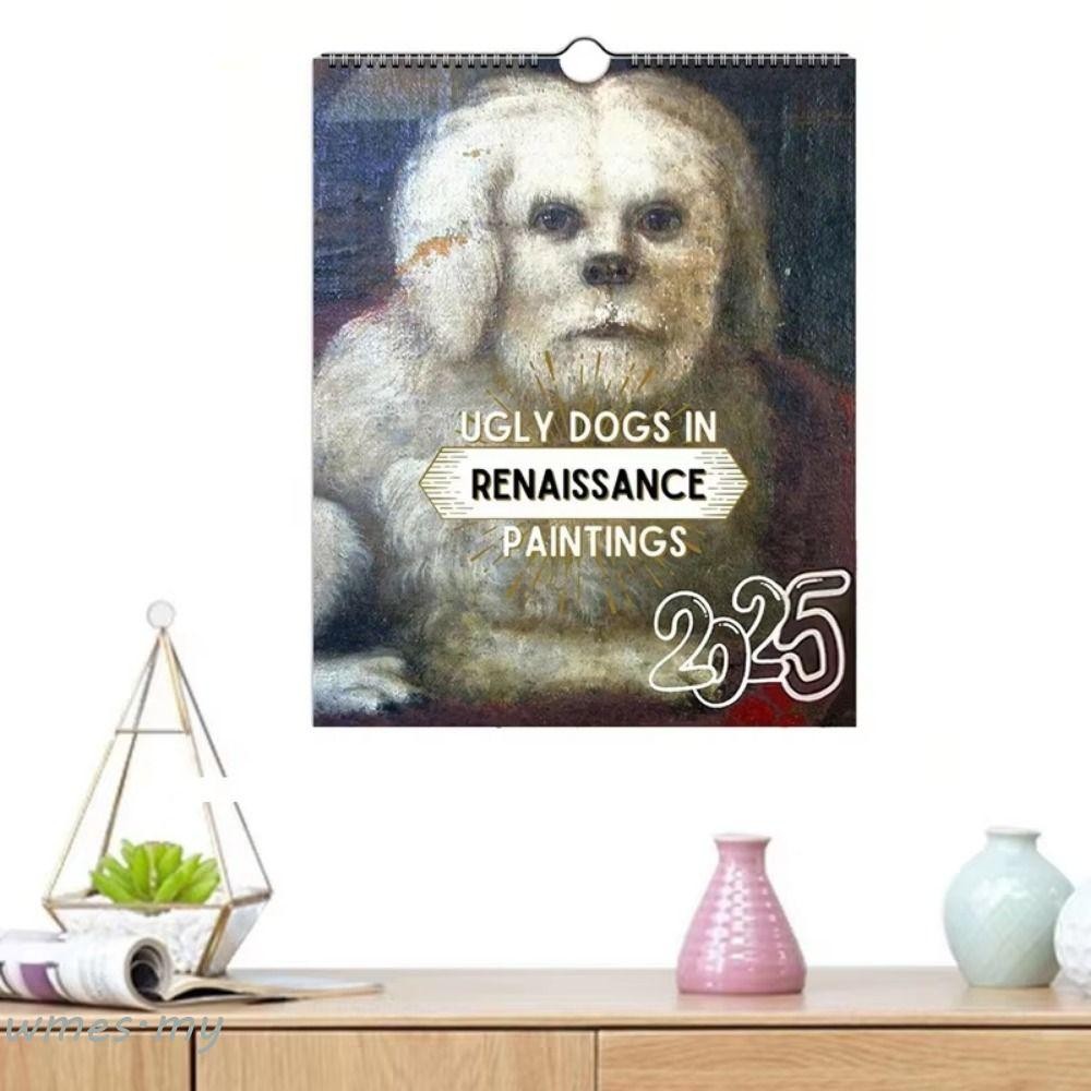 WMES1 2025 Calendar, Renaissance Funny Dog Illustration Art Ugly Puppy ...