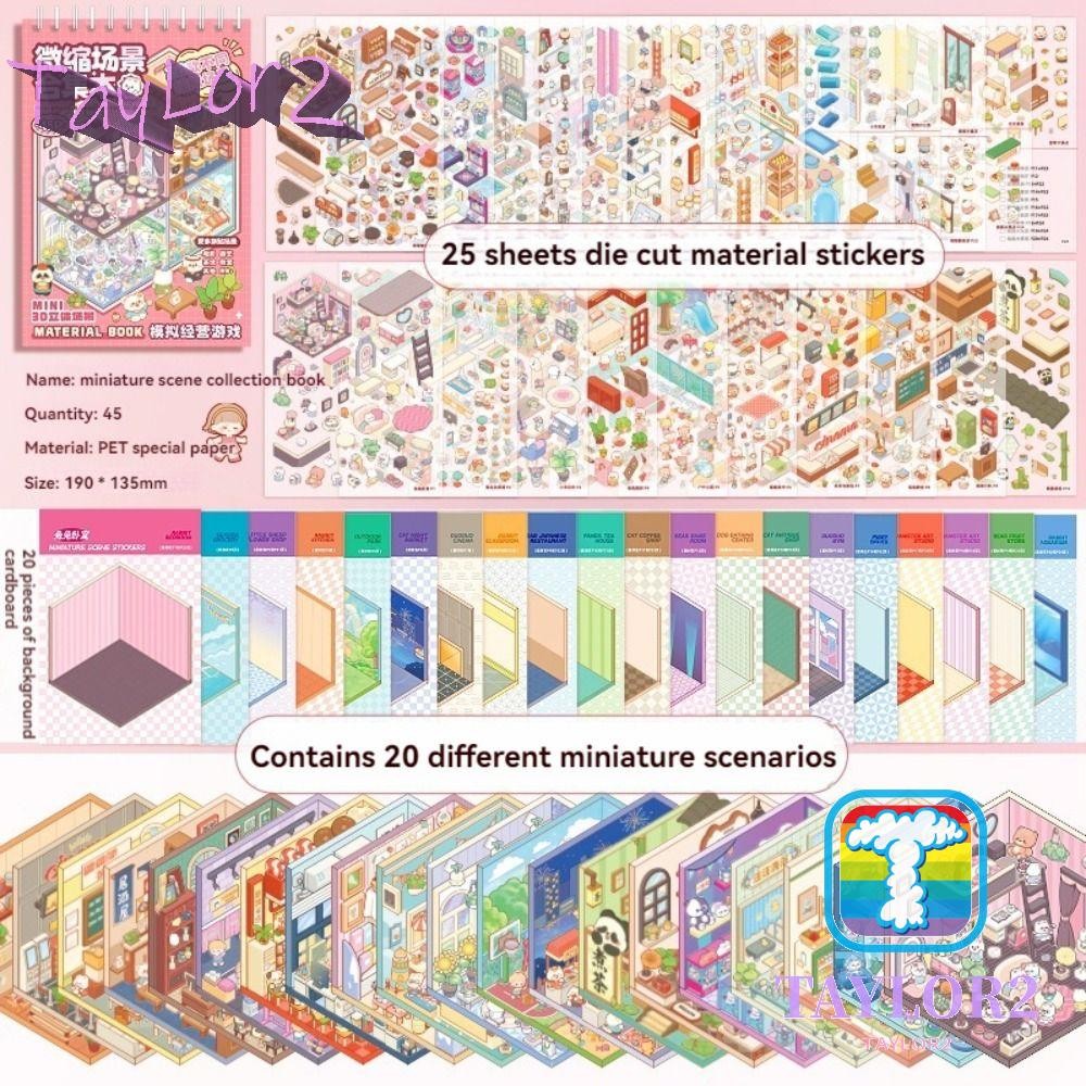 ATAYLOR Landscape Sticker Book, DIY Cute 3D Stickers Scene Set, Kawaii ...
