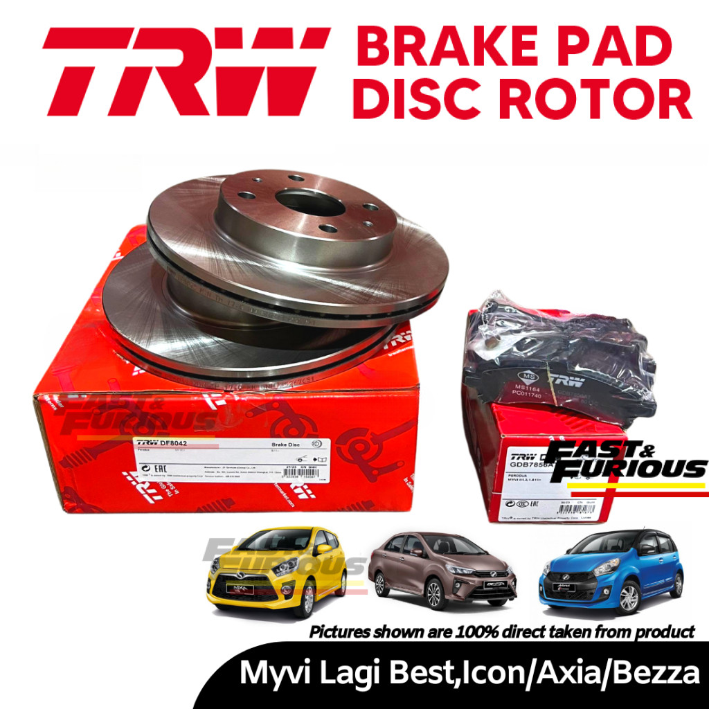 TRW Myvi Lagi Best, Axia, Bezza Front (Depan) Disc Rotor (2 PCS) & Disc ...